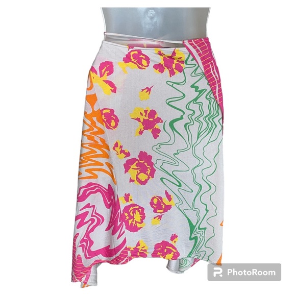 Ghost | Skirts | Ghost Of England Summer Floral Neon Colors Silk Wrap ...